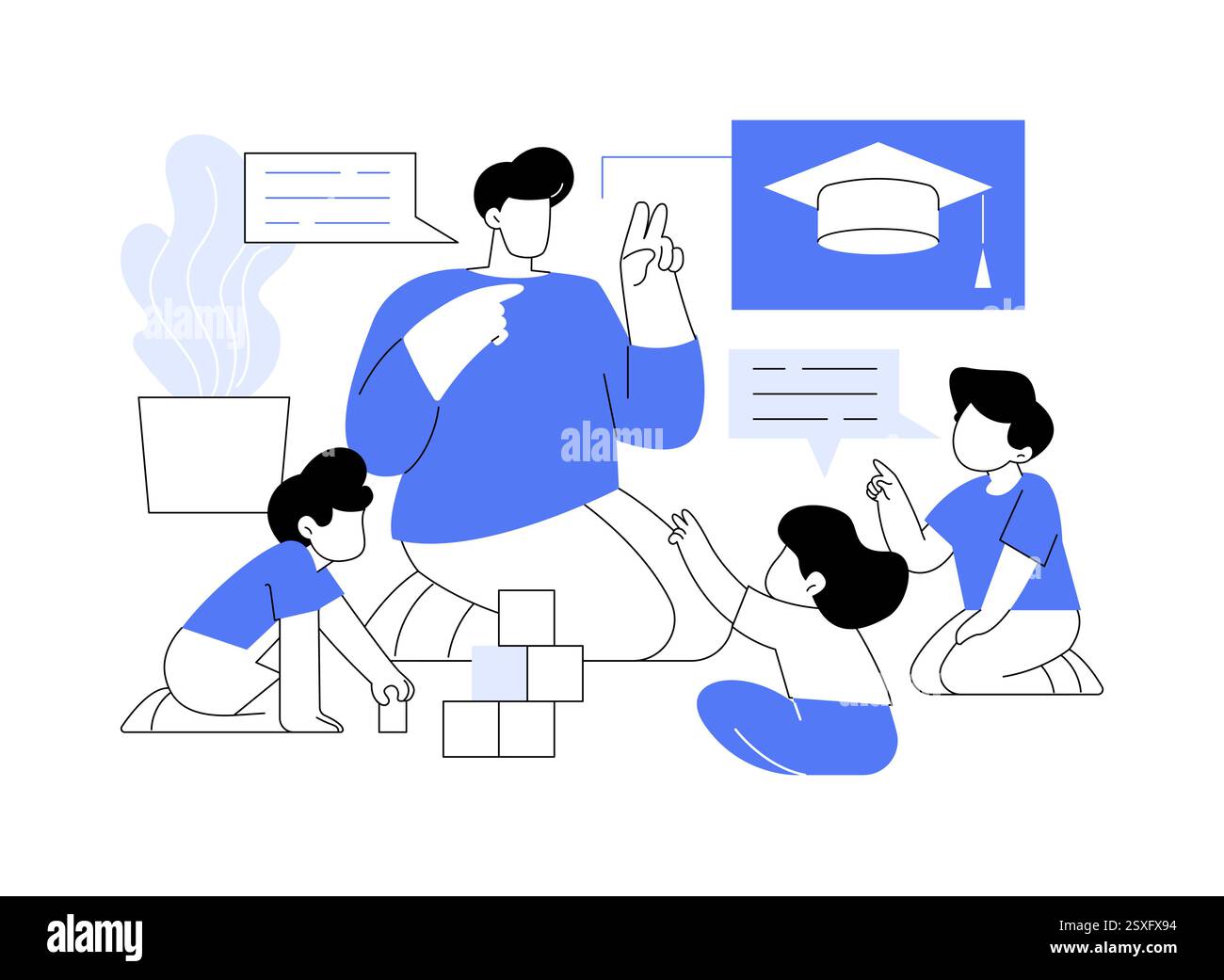 Early childhood education teacher isolated cartoon vector illustrations ...