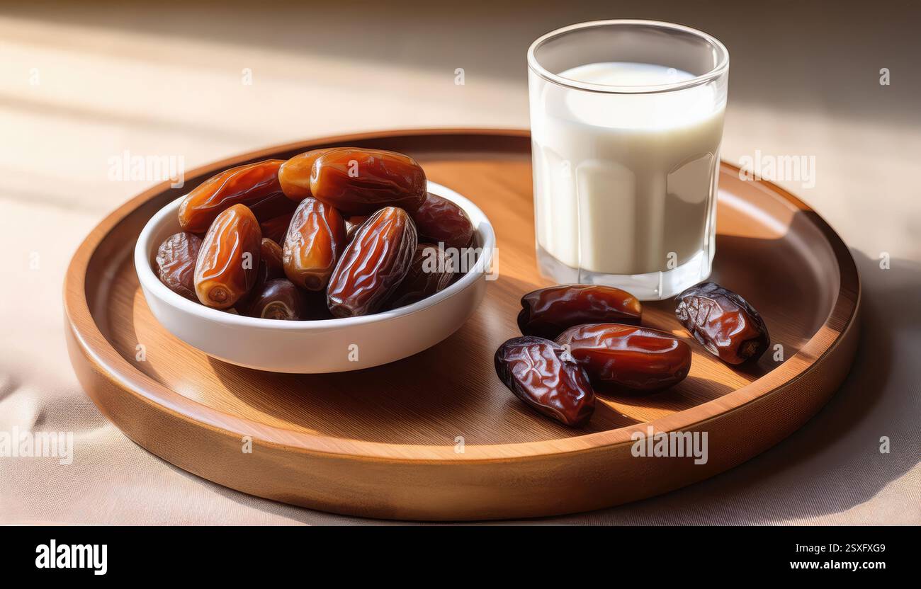 Savoring the traditional iftar with dates and refreshing milk during ...