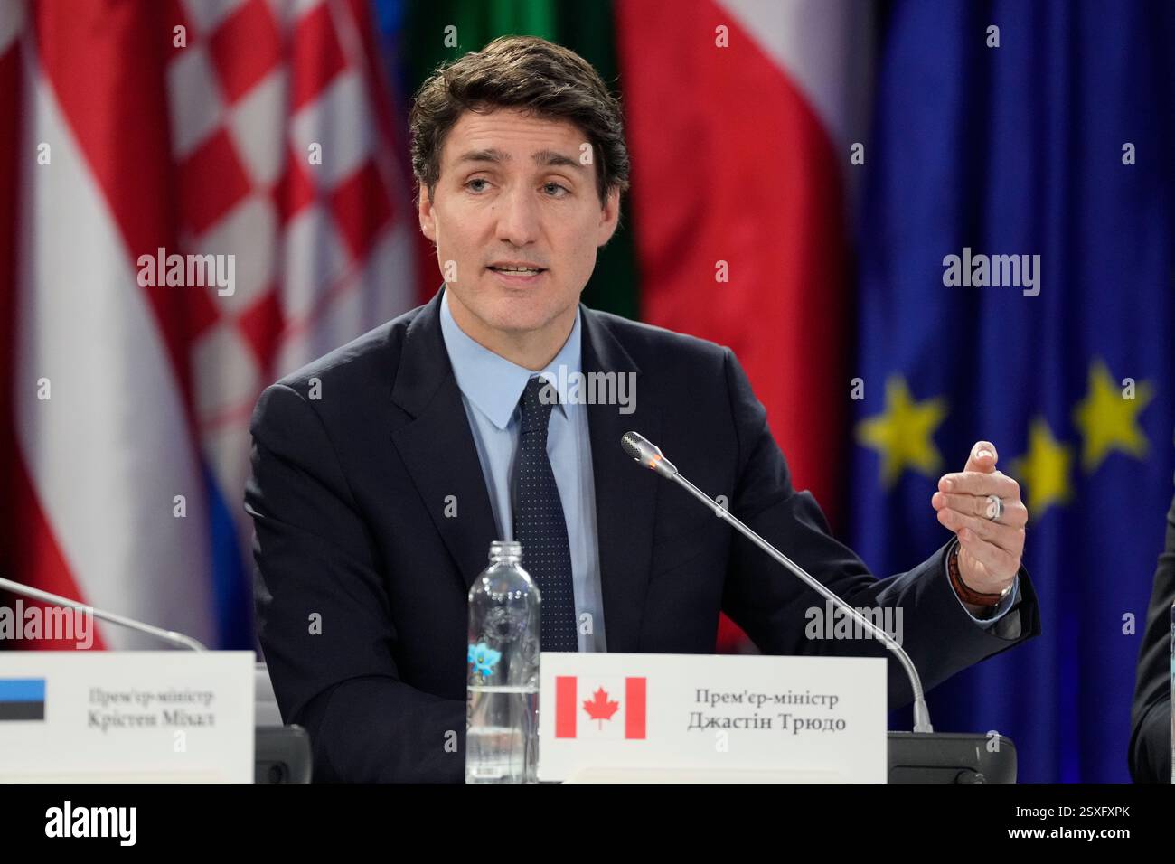 Canadian Prime Minister Justin Trudeau attends a news conference at a ...