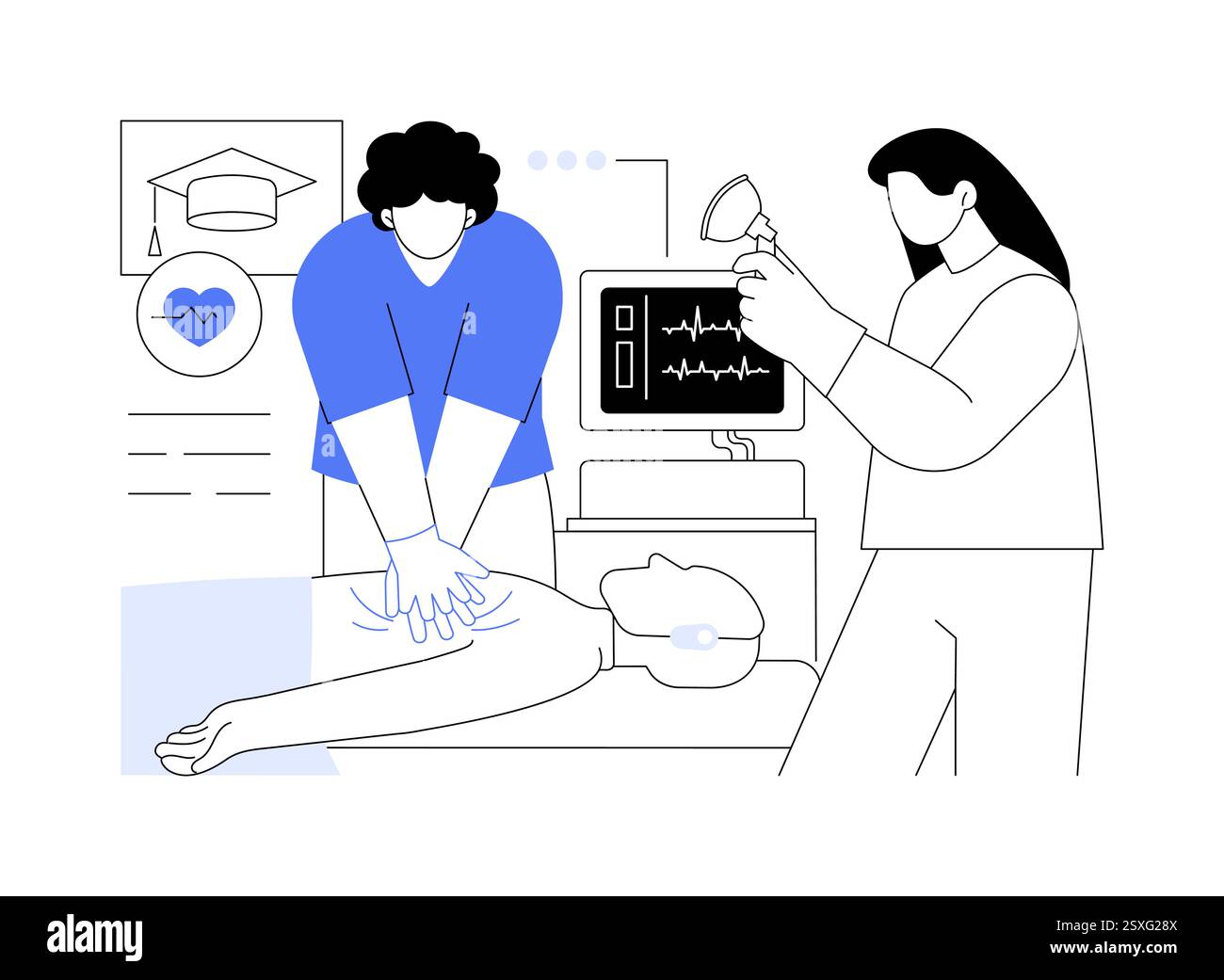 CPR nursing isolated cartoon vector illustrations Stock Vector Image ...