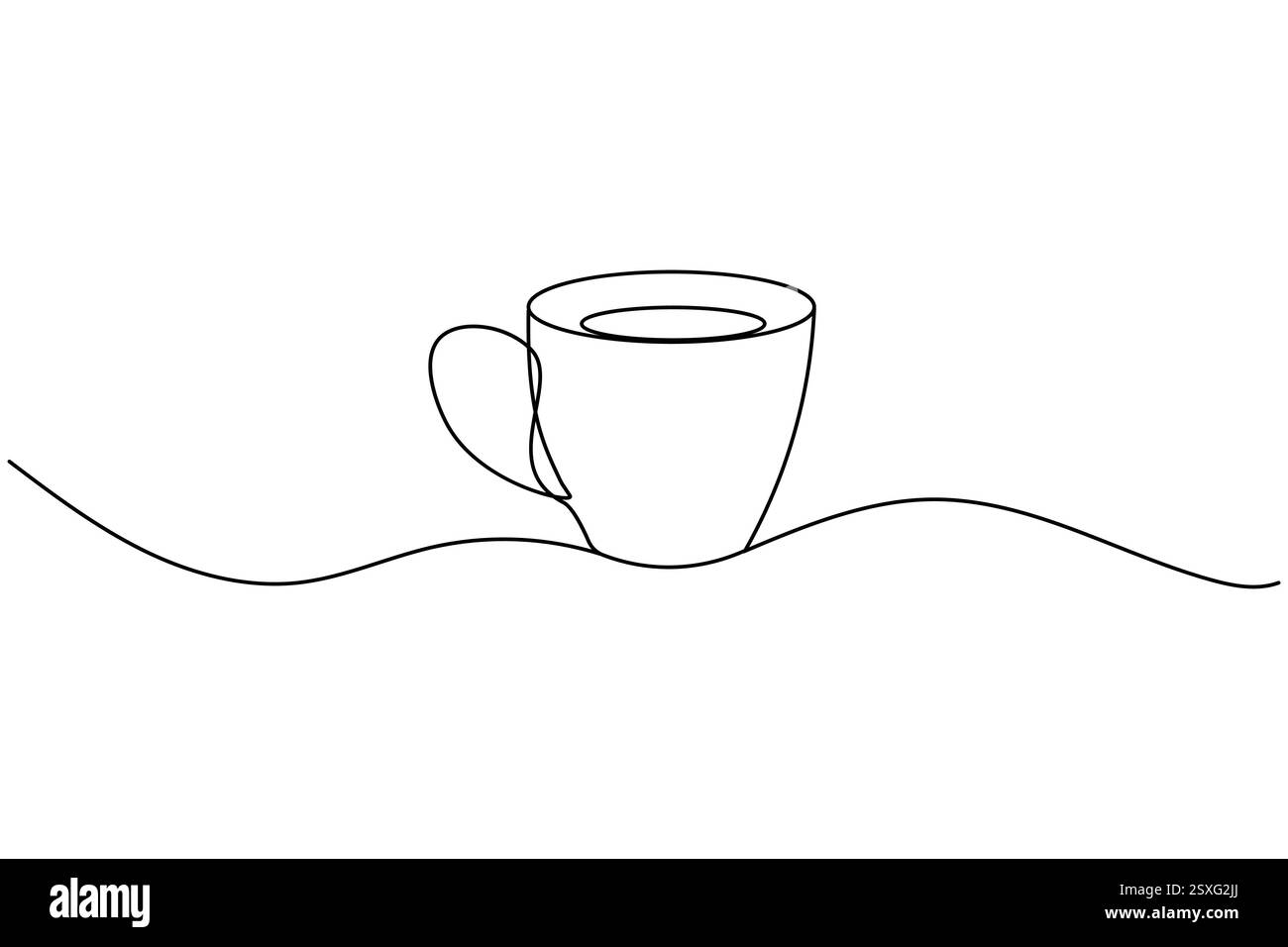 Coffee cup one line drawing and tree minimalist style isolate outline ...