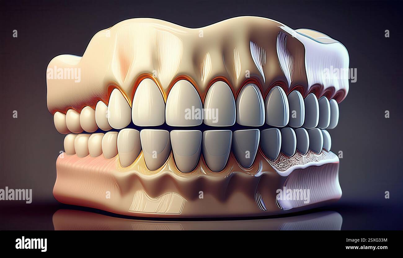 This art highlights a detailed dental model focusing on teeth structure ...