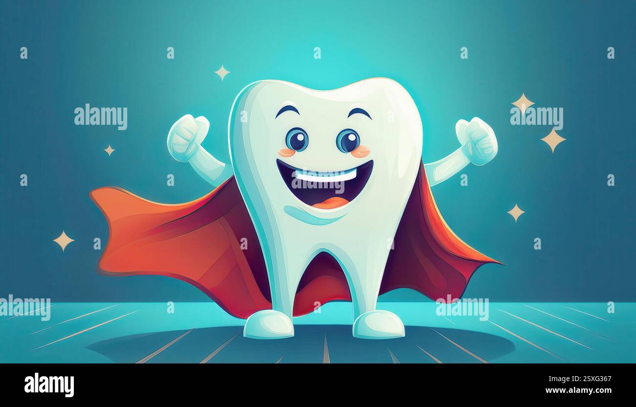 A vibrant superhero tooth character inspires fun and positivity about ...