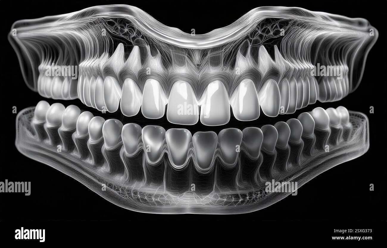 Detailed representation of a dental examination highlighting teeth and ...