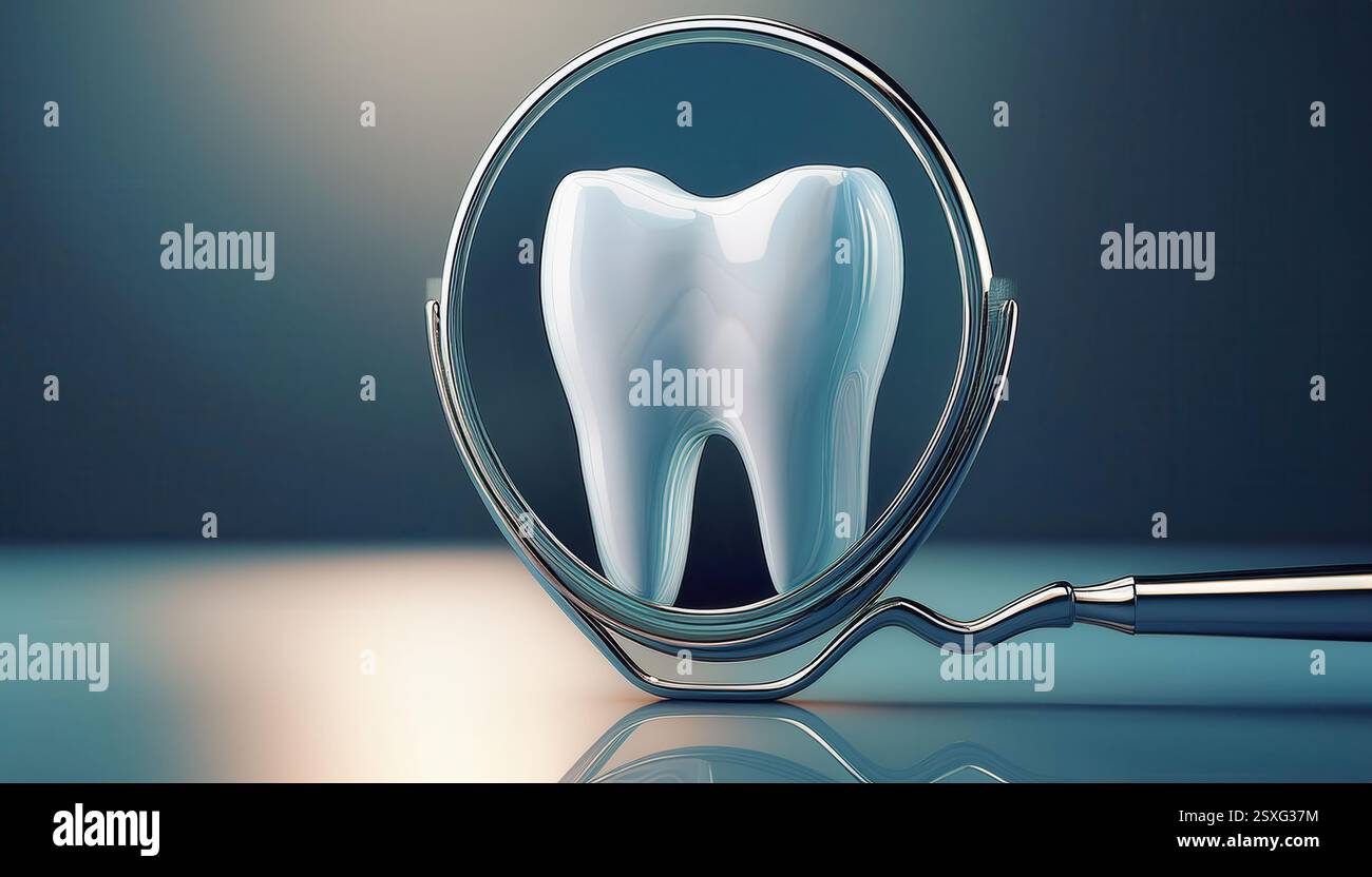 A dental tooth model is magnified, highlighting its essential features ...