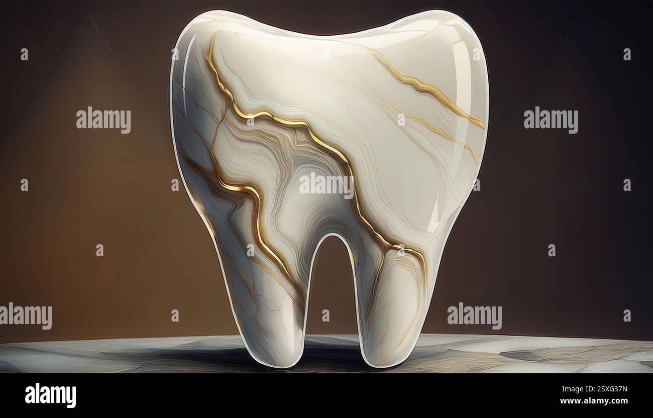 This artistic creation showcases a marble tooth design, blending ...
