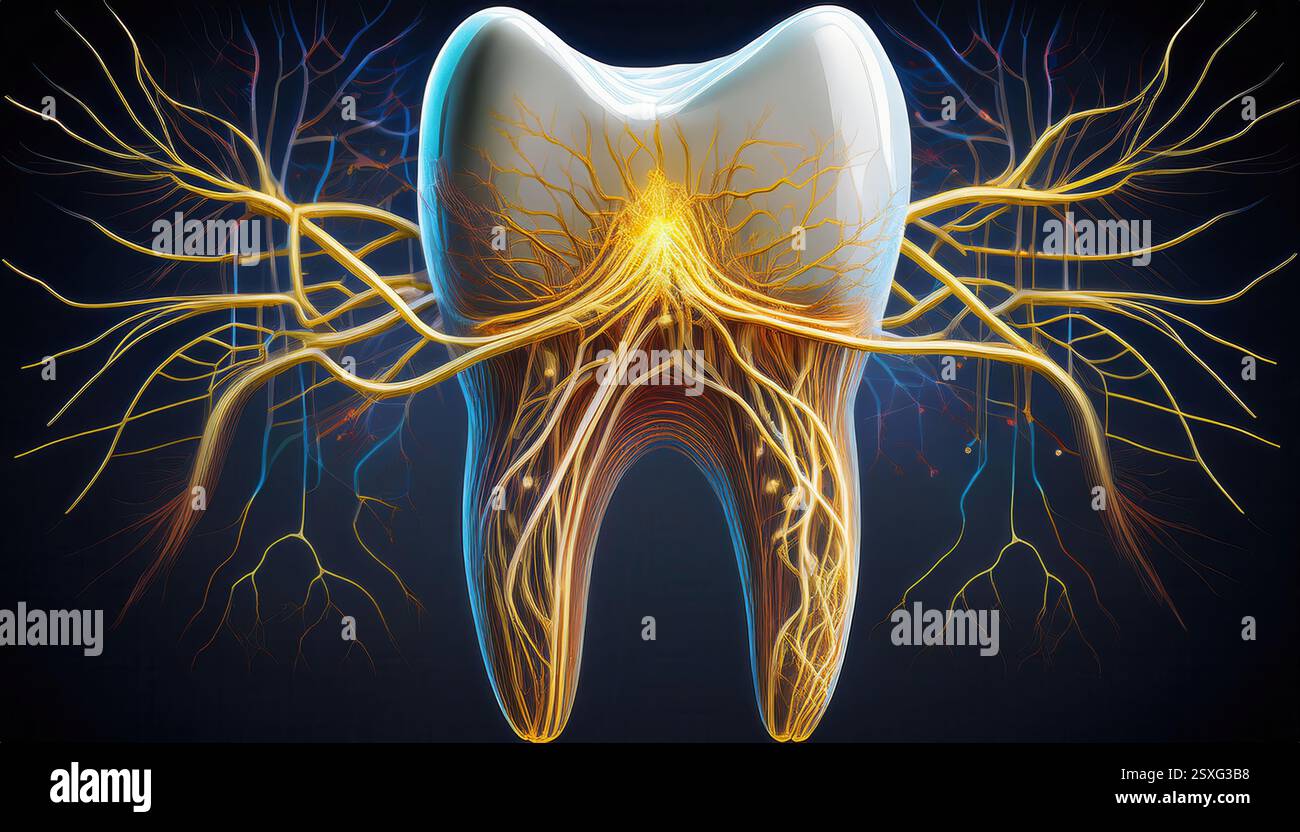 Detailed design showcases tooth anatomy and nerve connections ...