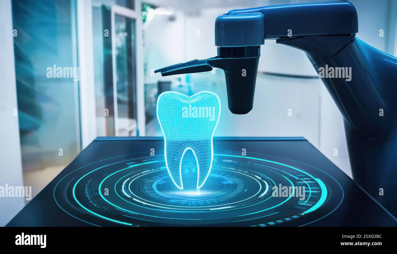 A virtual tooth design emerges from advanced technology in a dental ...