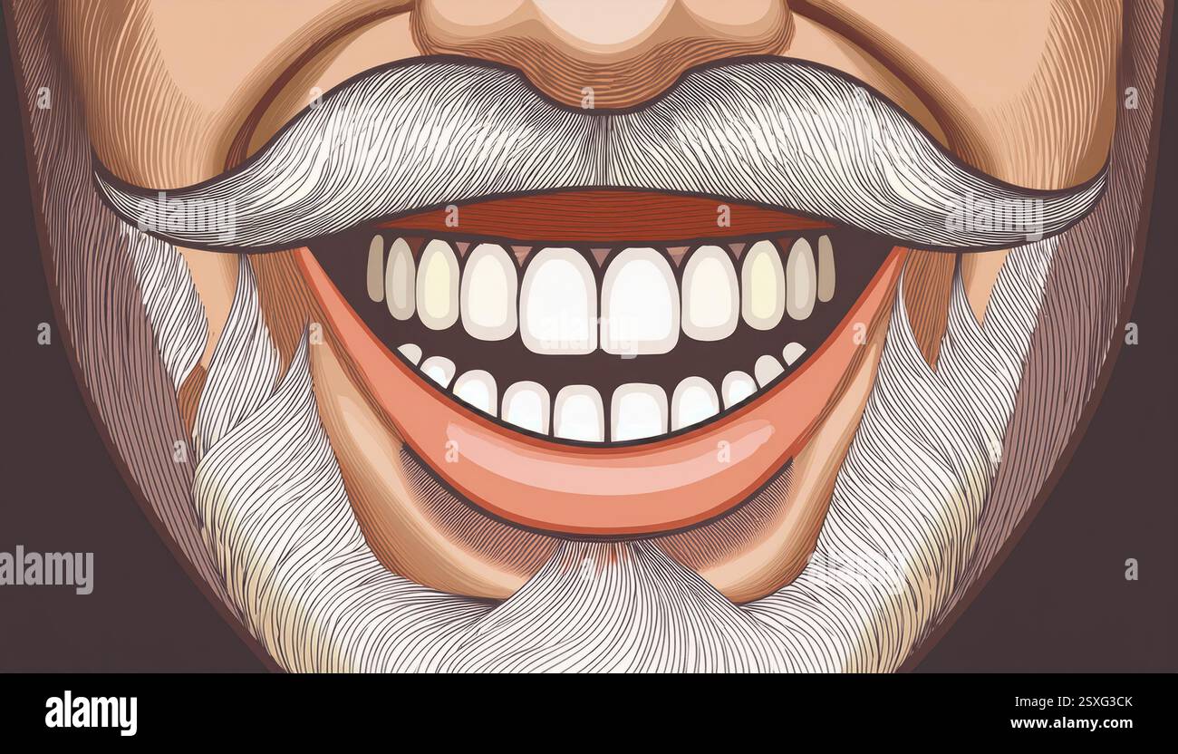 A detailed depiction of a smiling face highlighting healthy teeth and ...