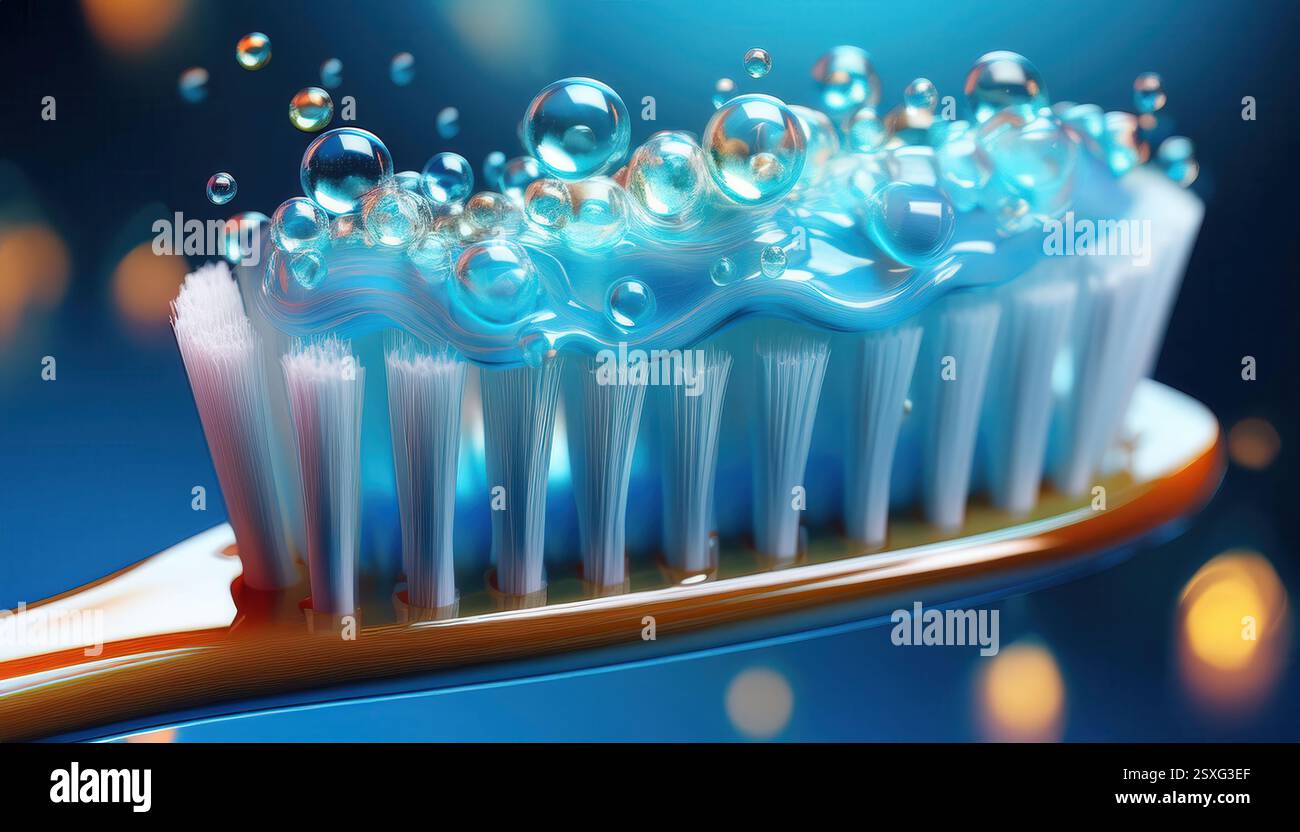 Colorful toothbrush with foamy bubbles showcases the importance of oral ...