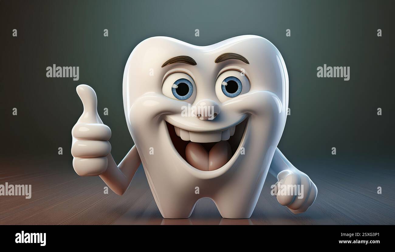 A happy tooth character gives a thumbs up, encouraging good dental ...