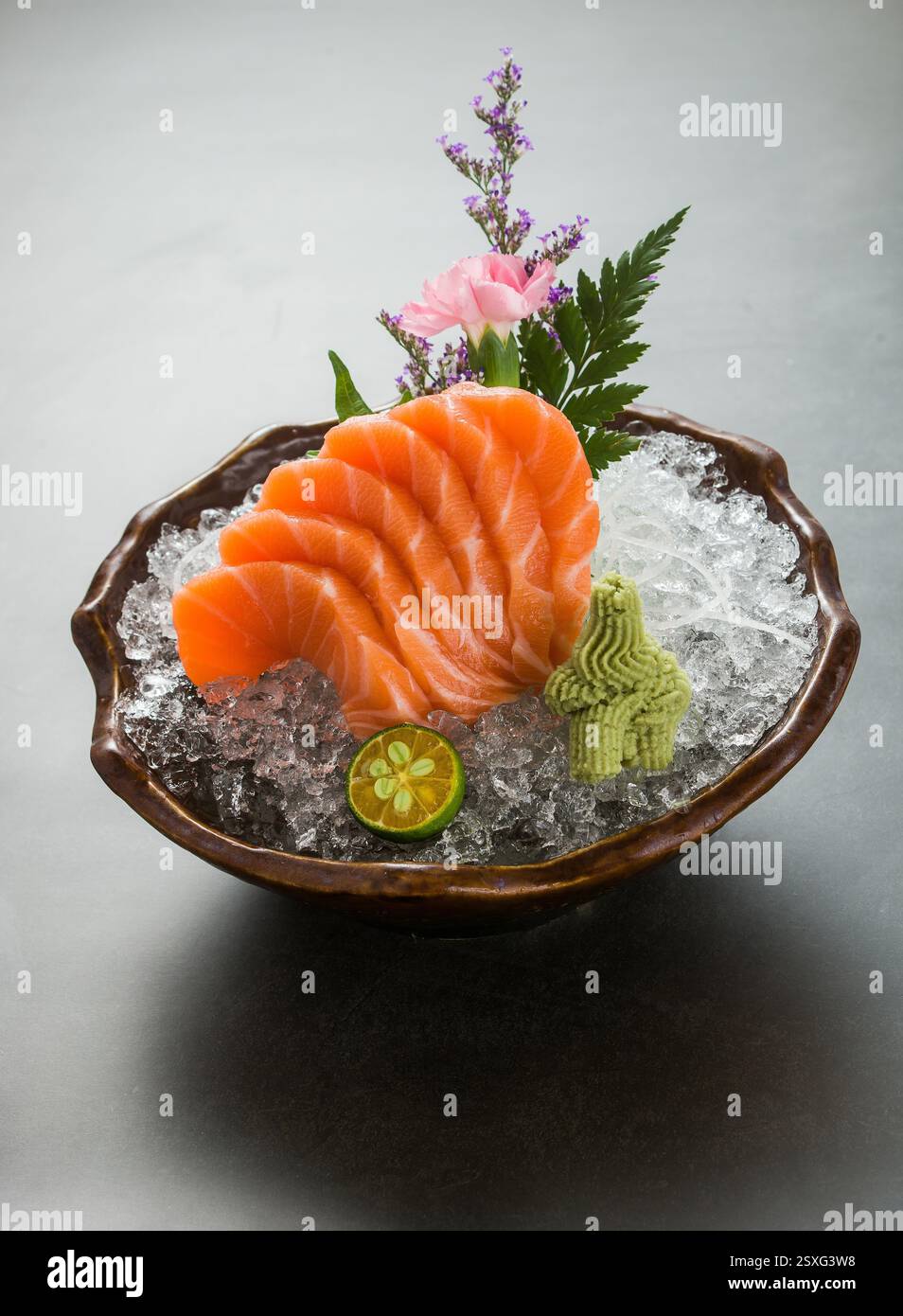 Salmon Sashimi with belly, Japanese buffet restaurant.Fresh salmon ...