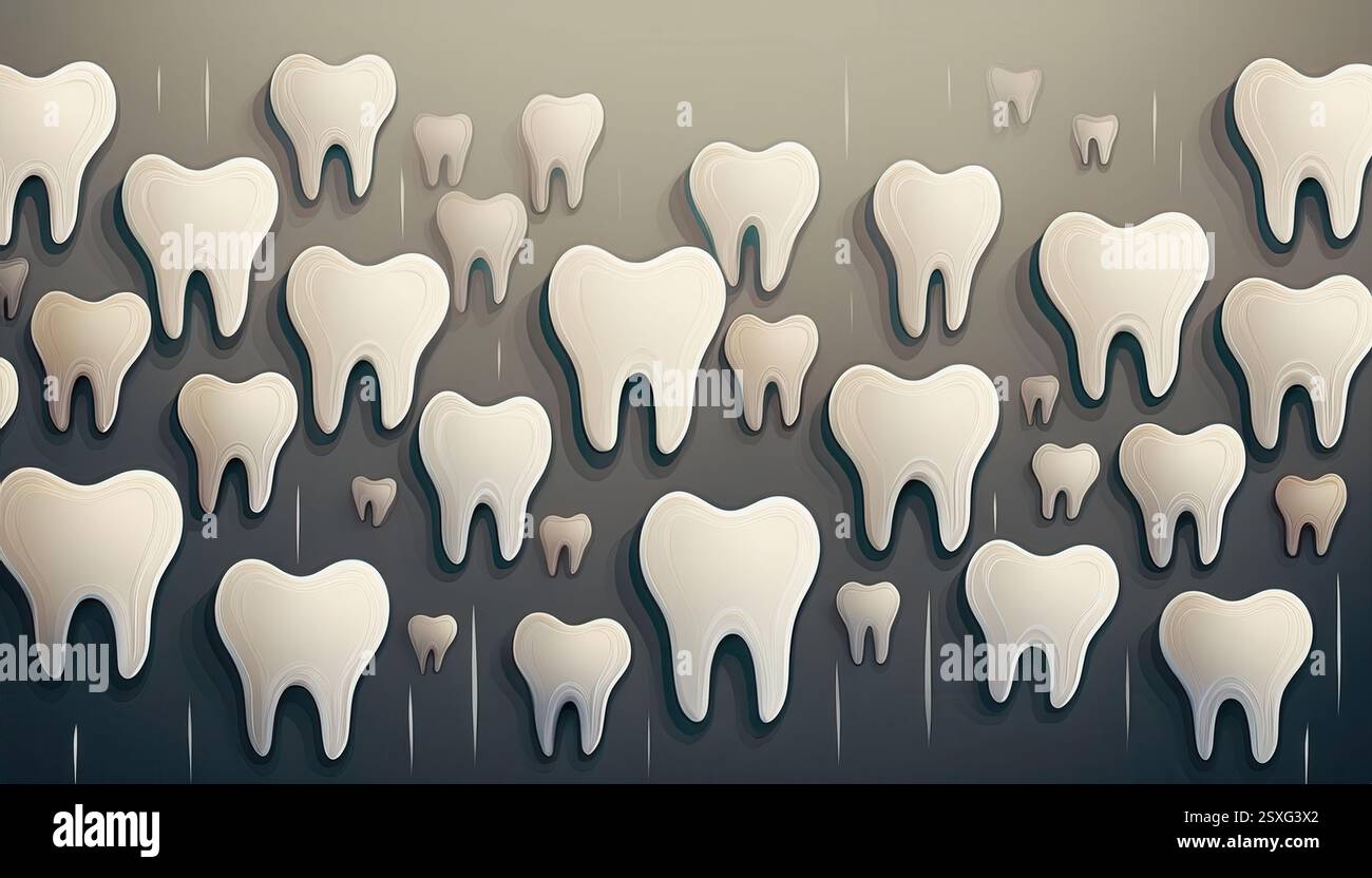 A creative depiction featuring an array of teeth, showcasing dental ...