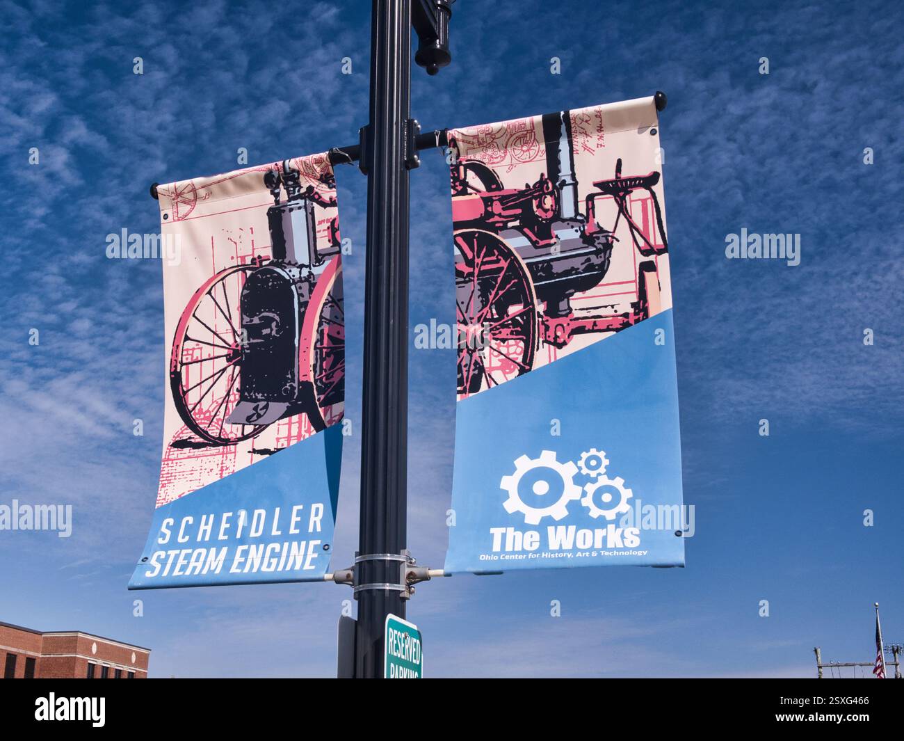 Baners promoting the Reinhardt Scheidler steam engine that was built in ...