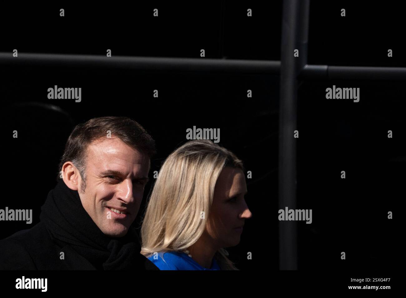 France's President Emmanuel Macron departs the White House, Monday, Feb ...