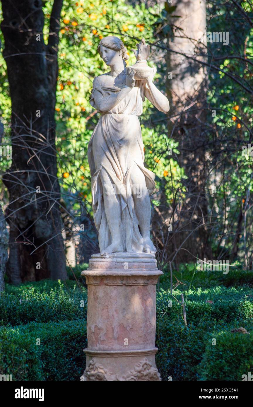 Allegory of Fire Statue in the French garden of the Carmen de los ...