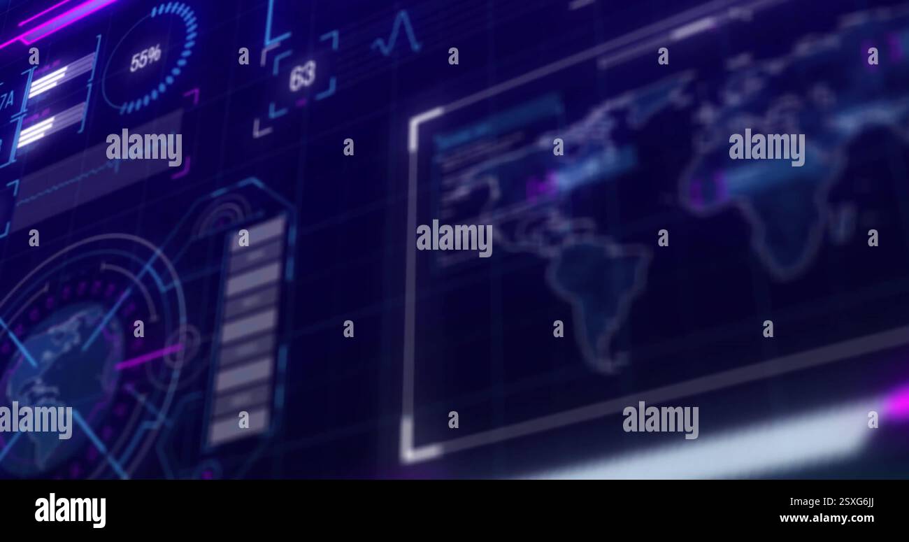 Image of diagrams and world map over data processing Stock Photo - Alamy