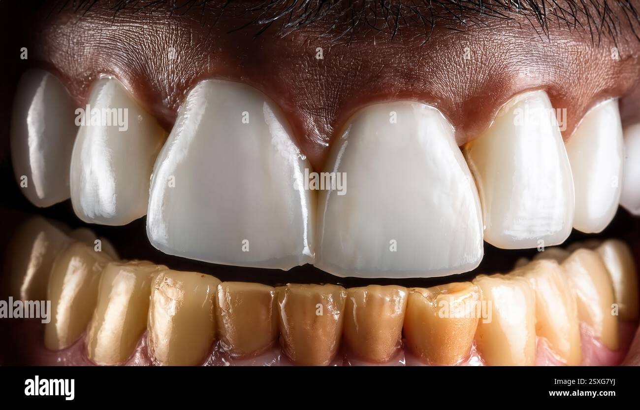 Close up visual display of teeth revealing differences in dental ...