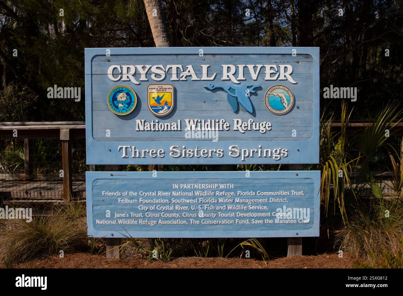 Crystal River, Florida - February 22, 2025: A sign for Three Sisters ...