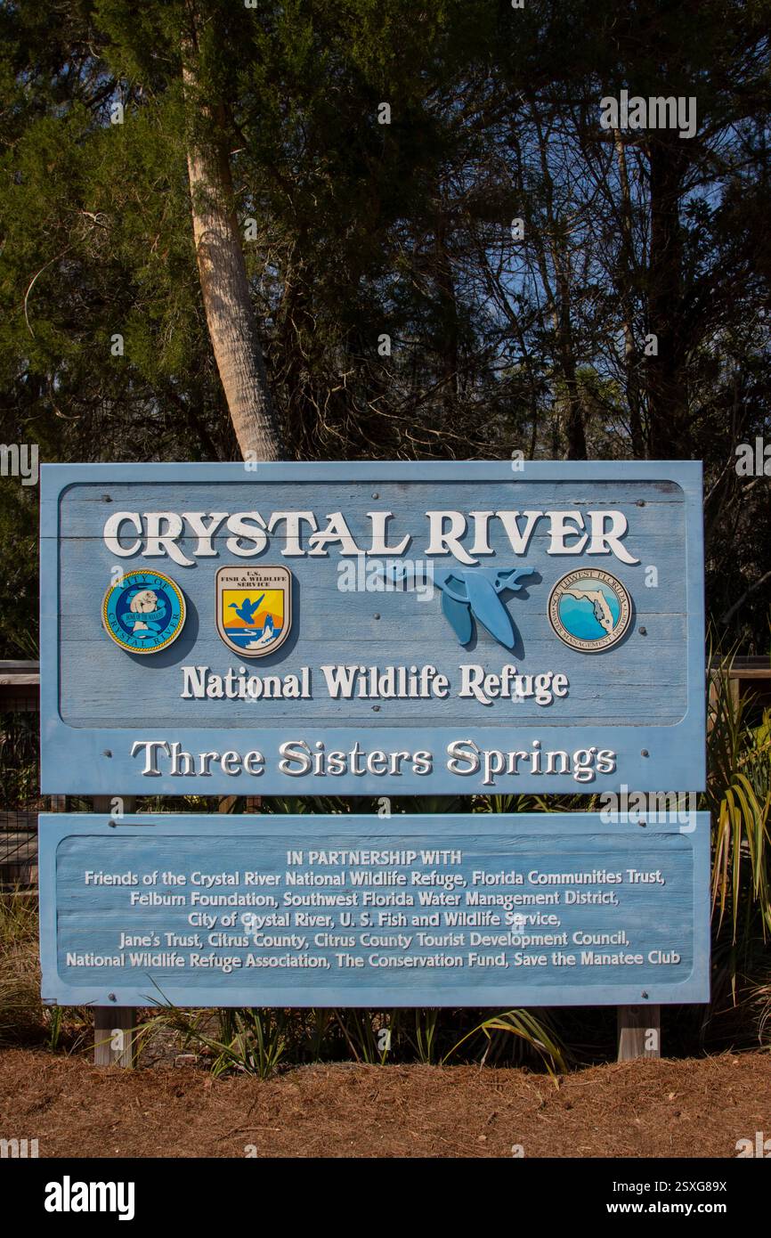 Crystal River, Florida - February 22, 2025: A sign for Three Sisters ...