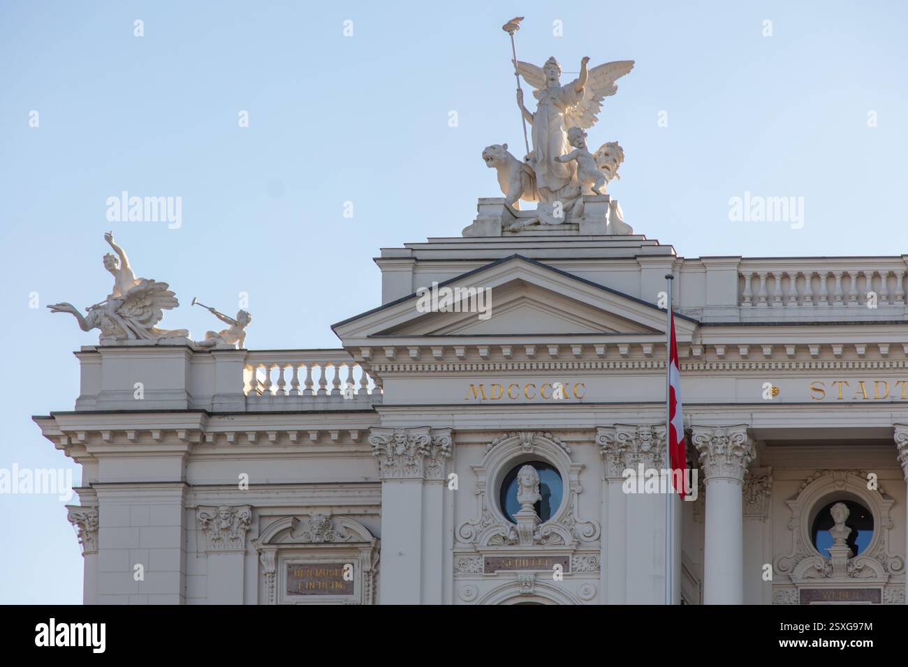The Zurich Opera House building, blue sky. Switzerland, Zurich Stock ...