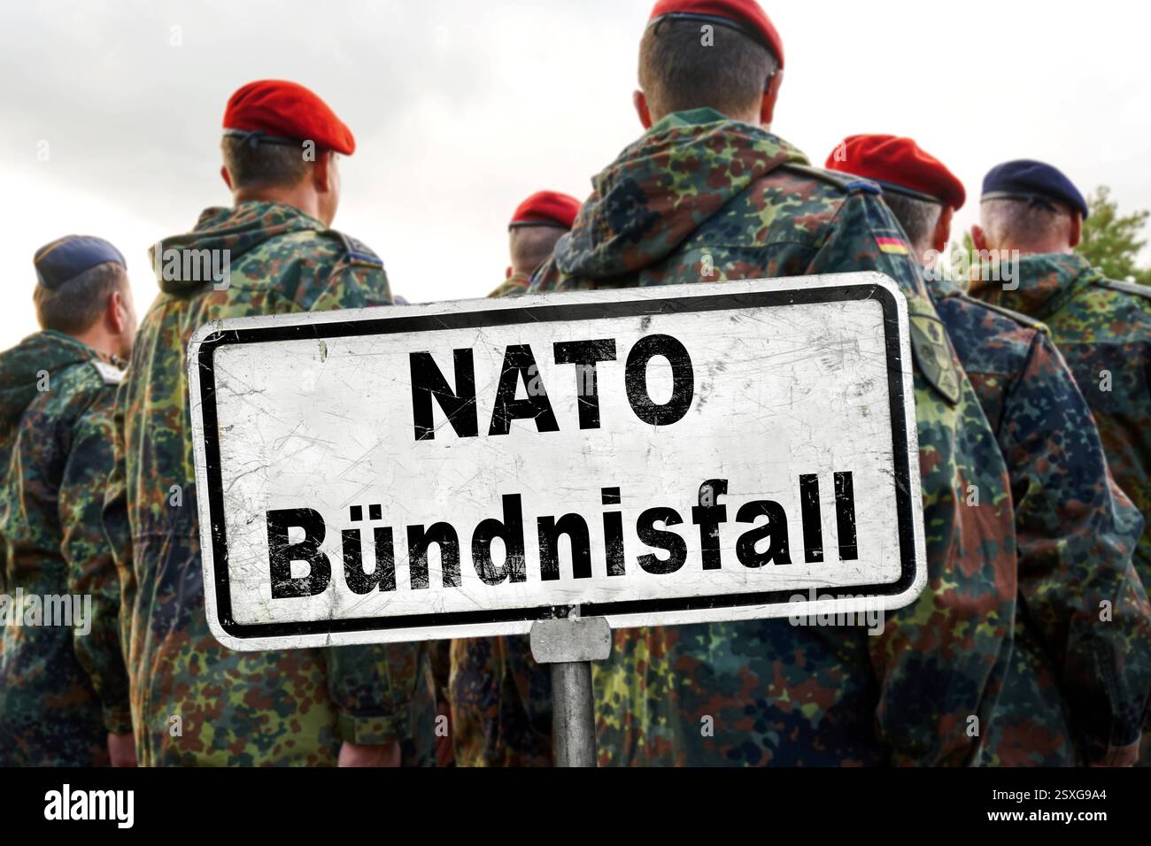 Germany - February 24, 2025: PHOTOMONTAGE, A sign with the inscription ...