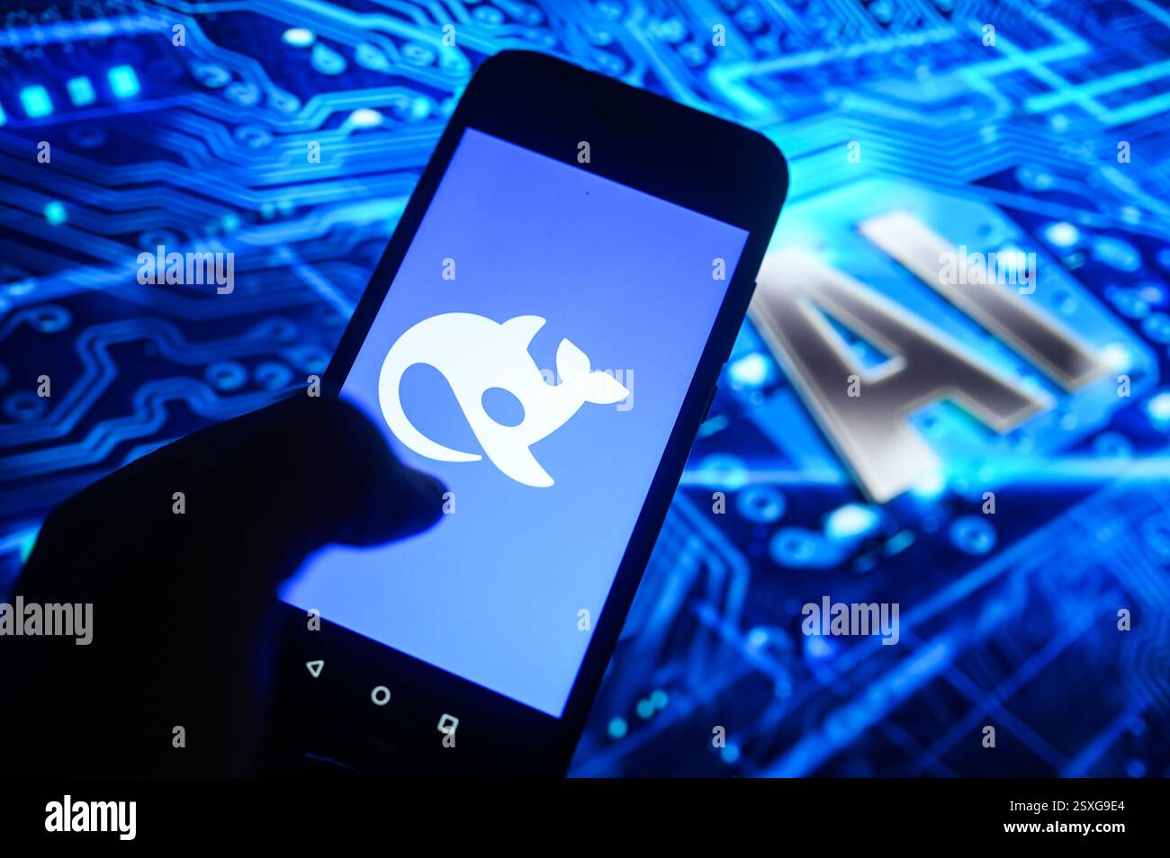 In this photo illustration, a DeepSeek logo is displayed on a ...