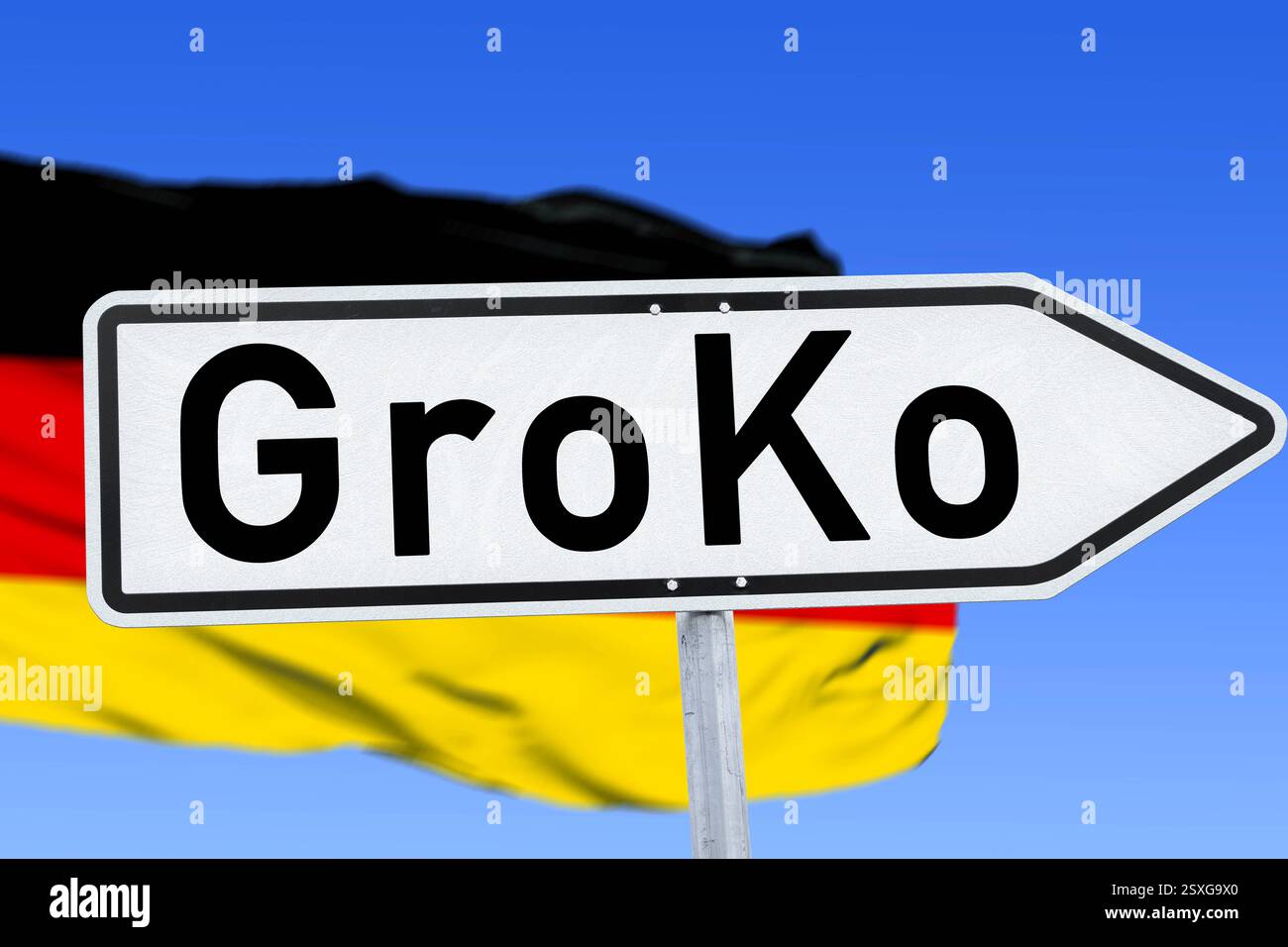 Bavaria, Germany - February 24, 2025: FOTOMONTAGE, the GroKo sign in ...