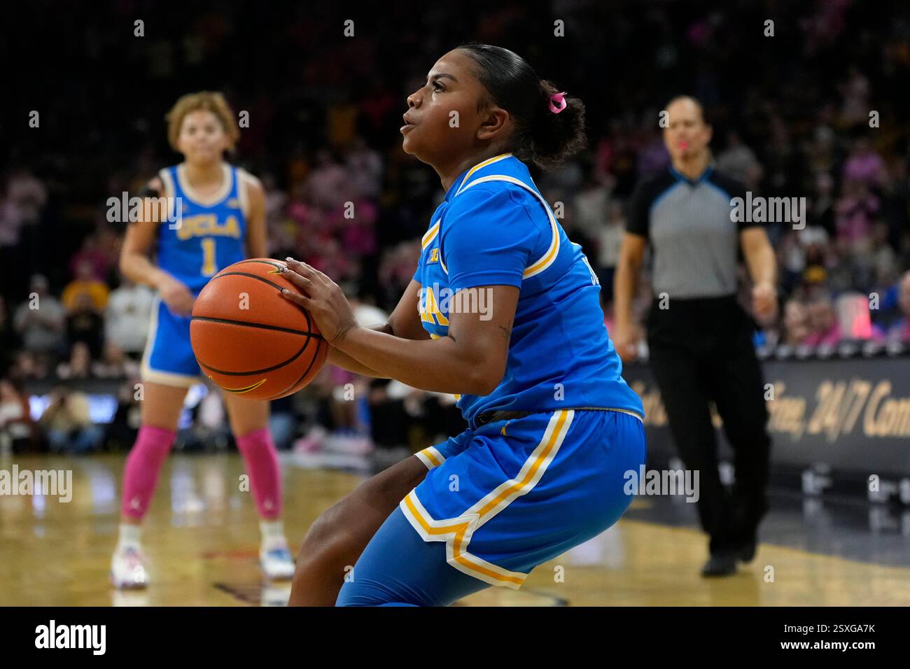 UCLA guard Londynn Jones looks to shoot during the first half of an ...