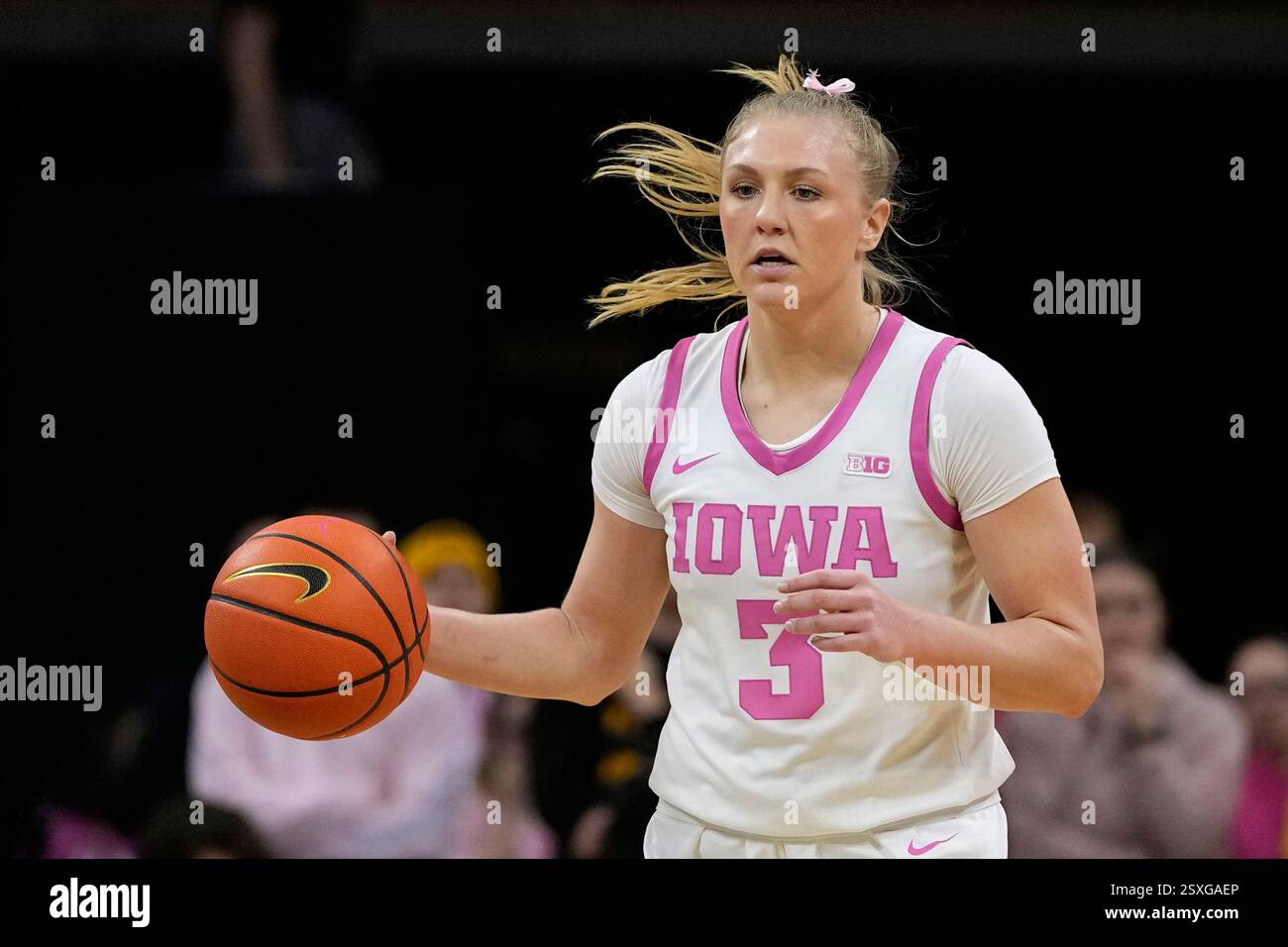 Iowa guard Sydney Affolter drives up court during the second half of an ...