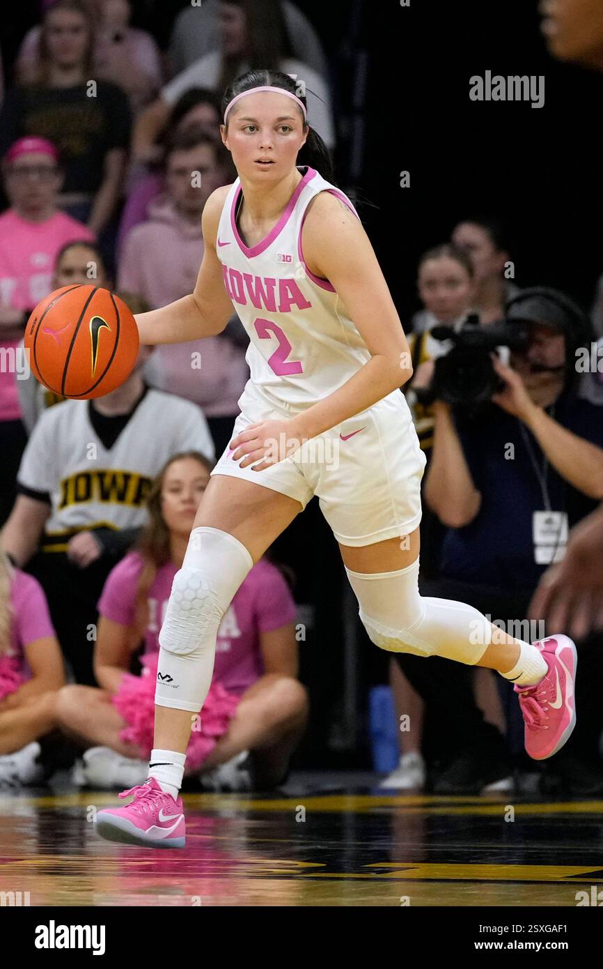 Iowa guard Taylor McCabe drives up court during the second half of an ...