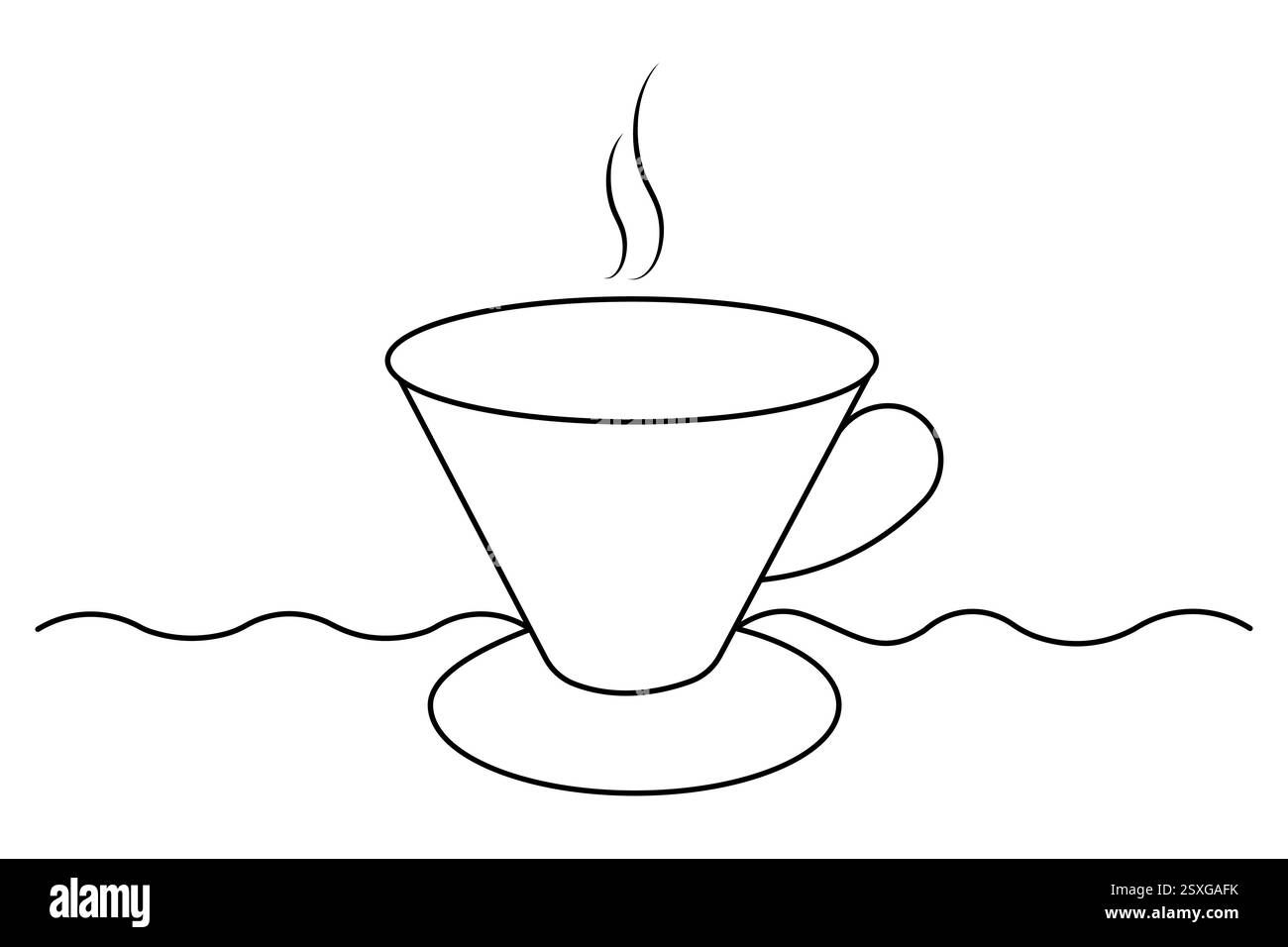 Coffee cup continuous one line art drawing of isolated outline vector ...