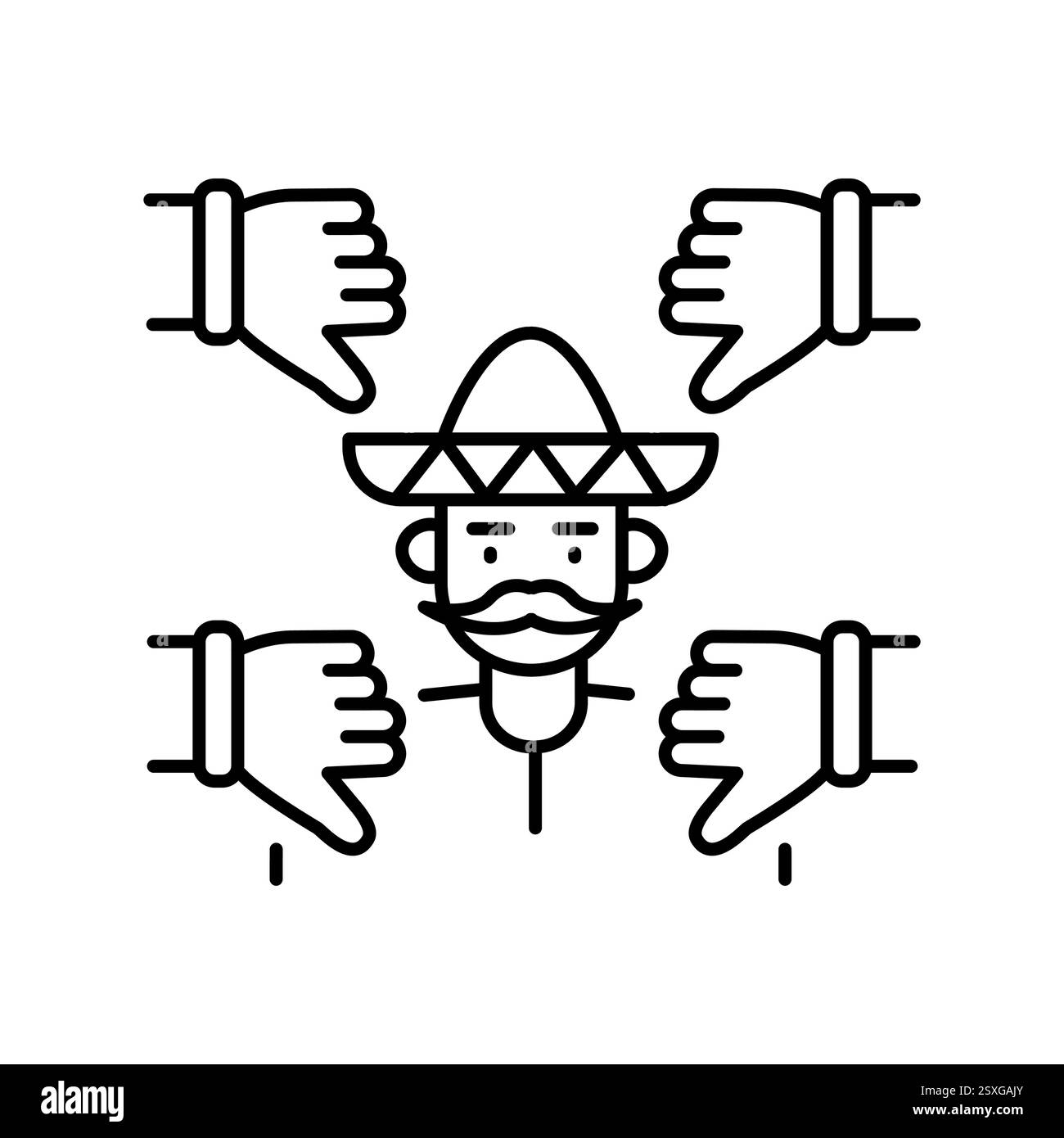 Racial Discrimination black line icon. Vector isolated element ...