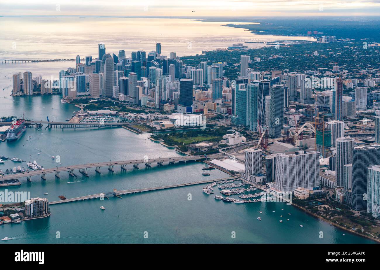Aerial view of Miami cityscape and waterfront Stock Photo - Alamy