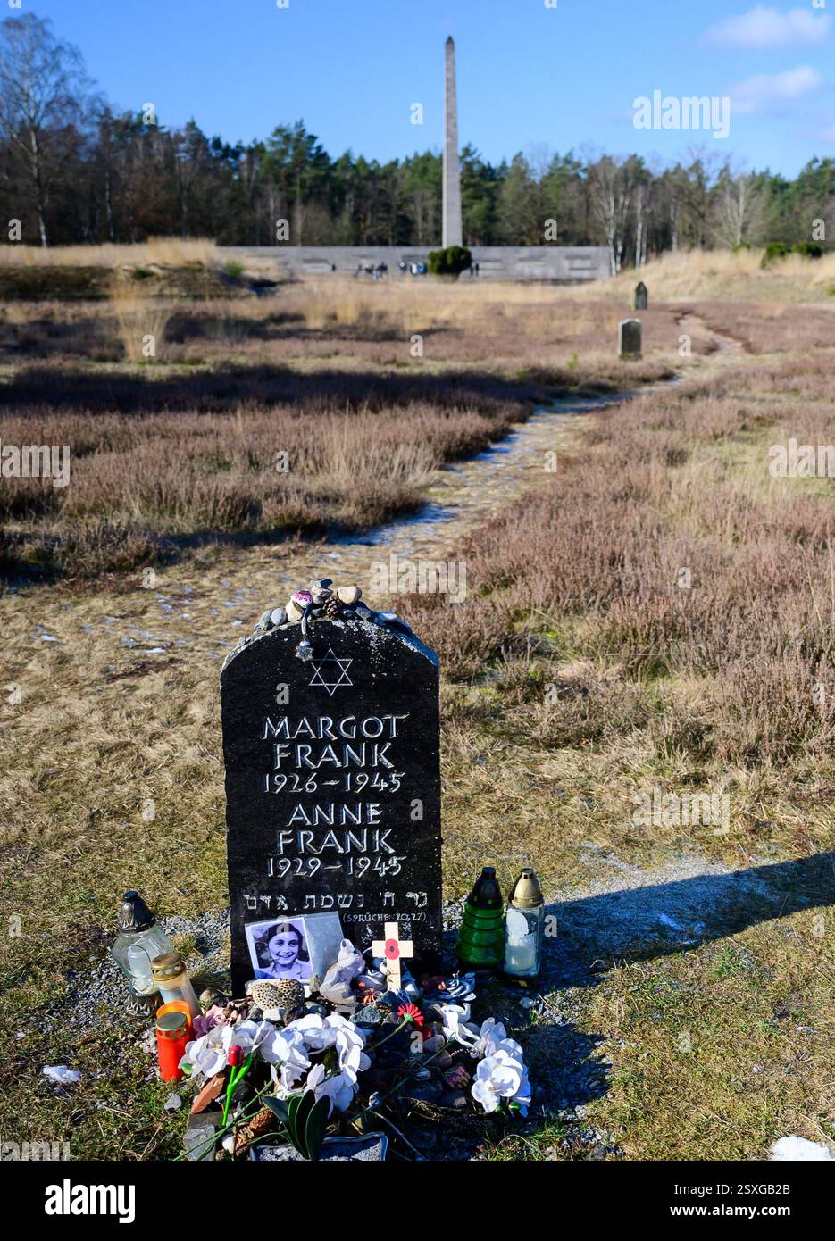 Bergen, Germany. 17th Feb, 2025. Memorial stone for Margot and Anne ...