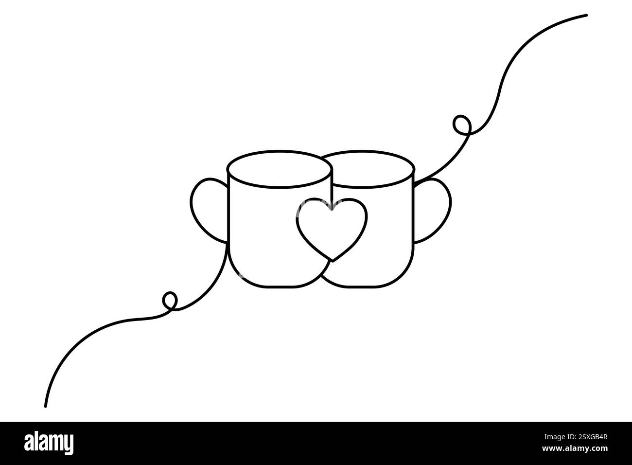 Coffee cup continuous one line art drawing of isolated outline vector ...