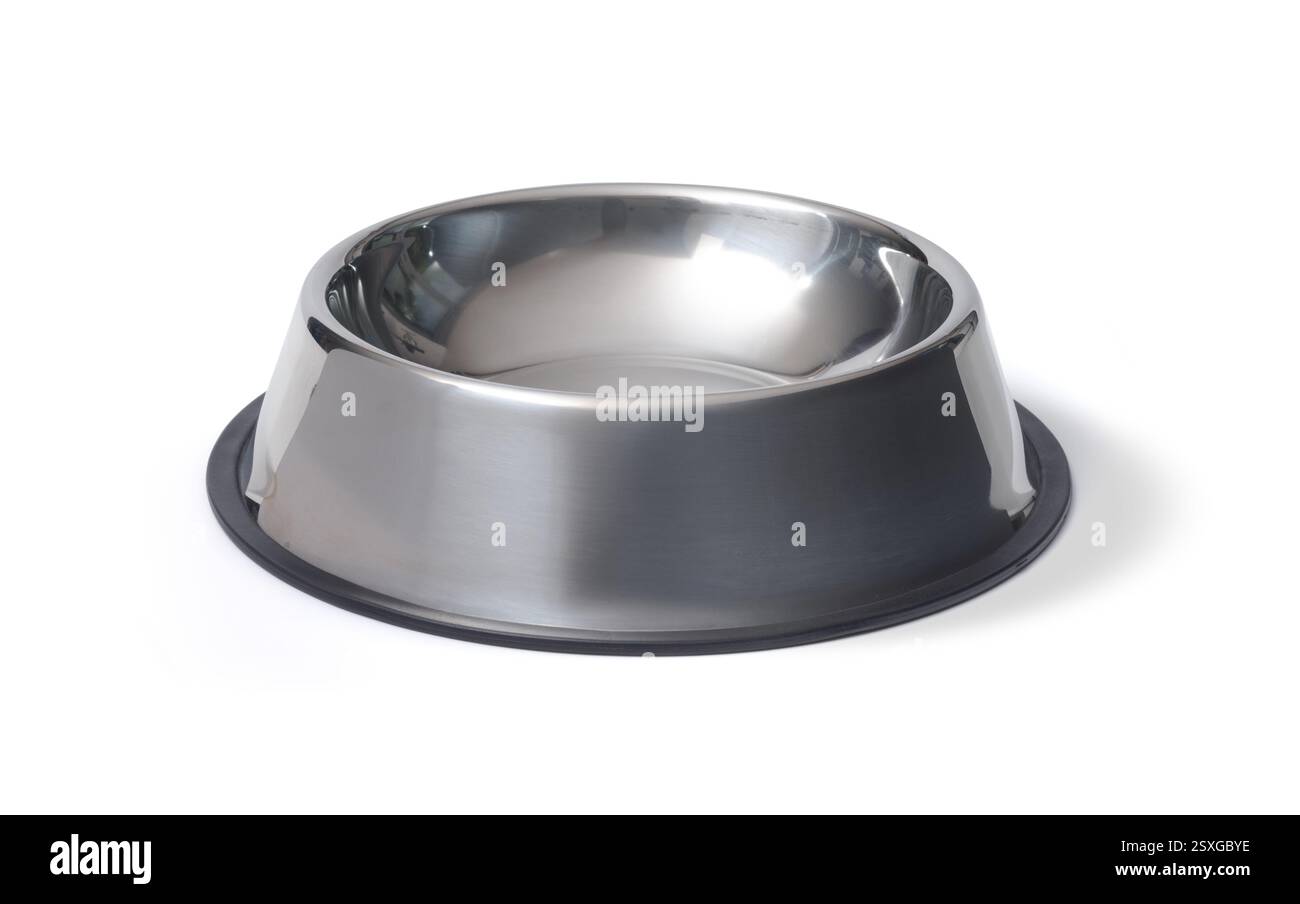 Stainless steel dog empty bowl isolated on white background Stock Photo ...