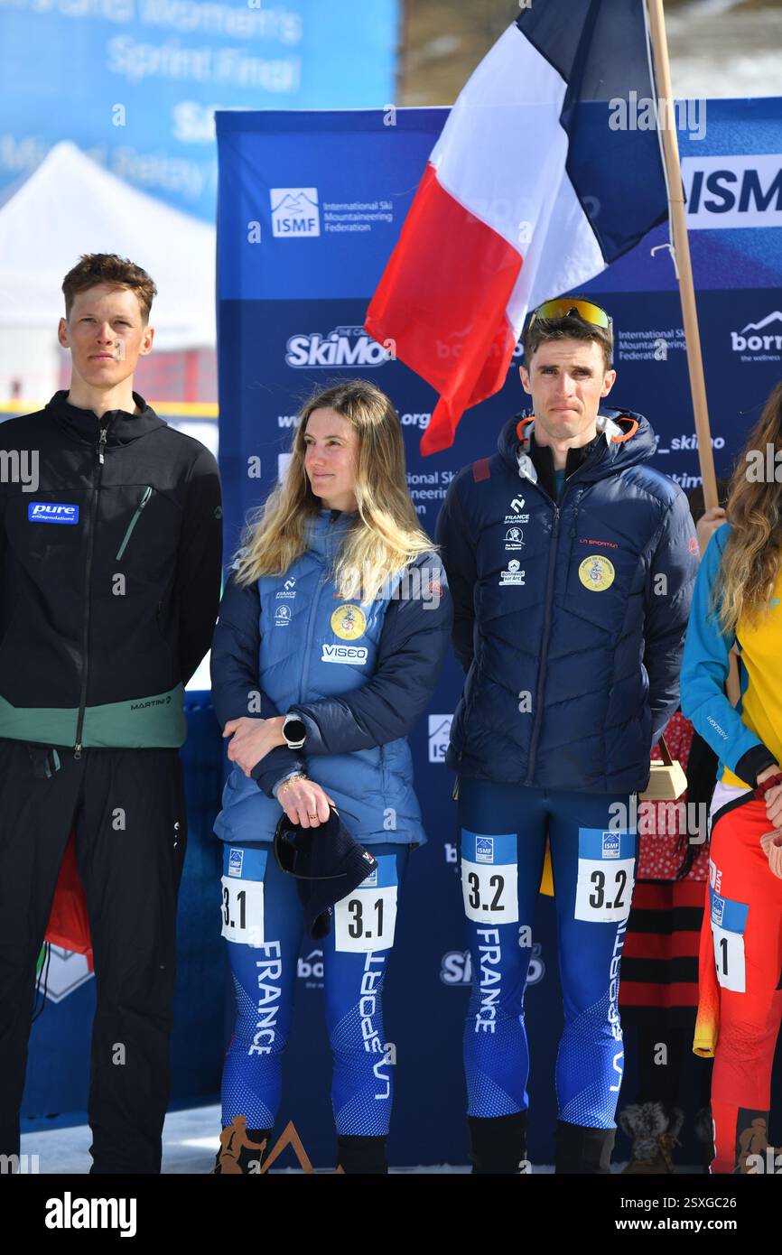Bormio, Italy. 23rd Feb, 2025. The French team: HARROP EMILY/ANSELMET ...