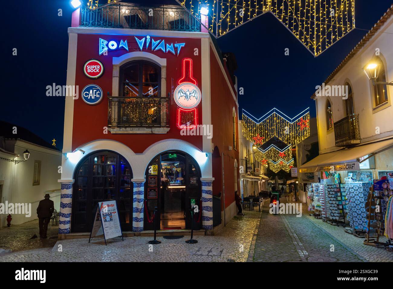 Exterior view of the famous Bon Vivant bar, located in the historic Old Town of Lagos in ...