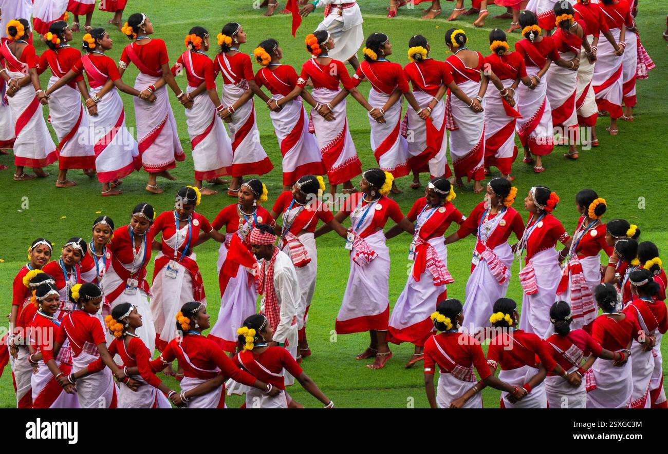 February 23, 2025: Several thousands of dancers perform traditional Jhumur dance, as they full ...