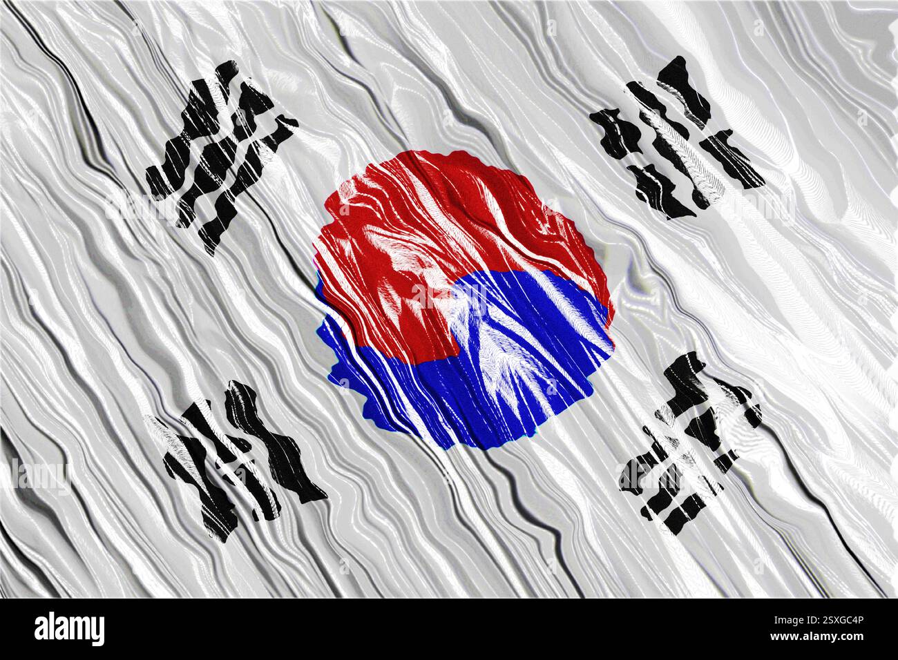 Lustrous silk fabric texture with South Korean flag design Stock Vector ...
