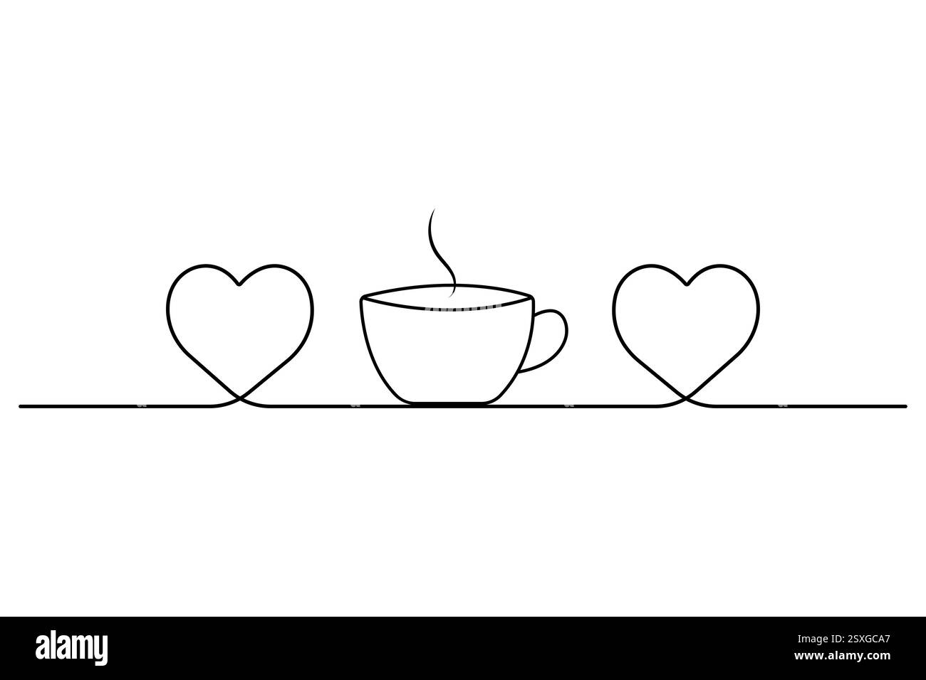 Coffee cup continuous one line art drawing of isolated outline vector ...