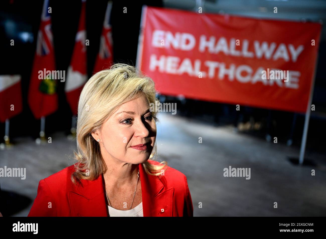 Ontario Liberal Leader Bonnie Crombie speaks with journalists after a ...