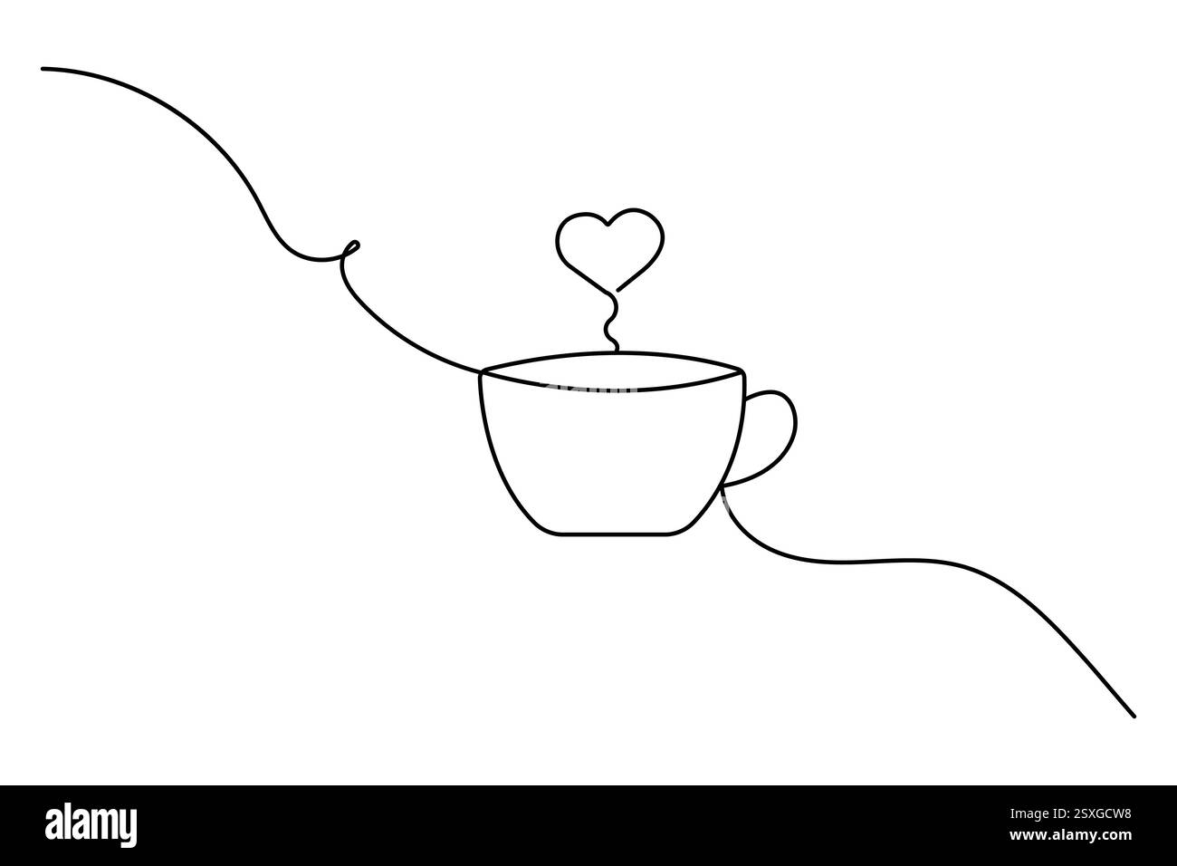 Coffee cup continuous one line art drawing of isolated outline vector ...