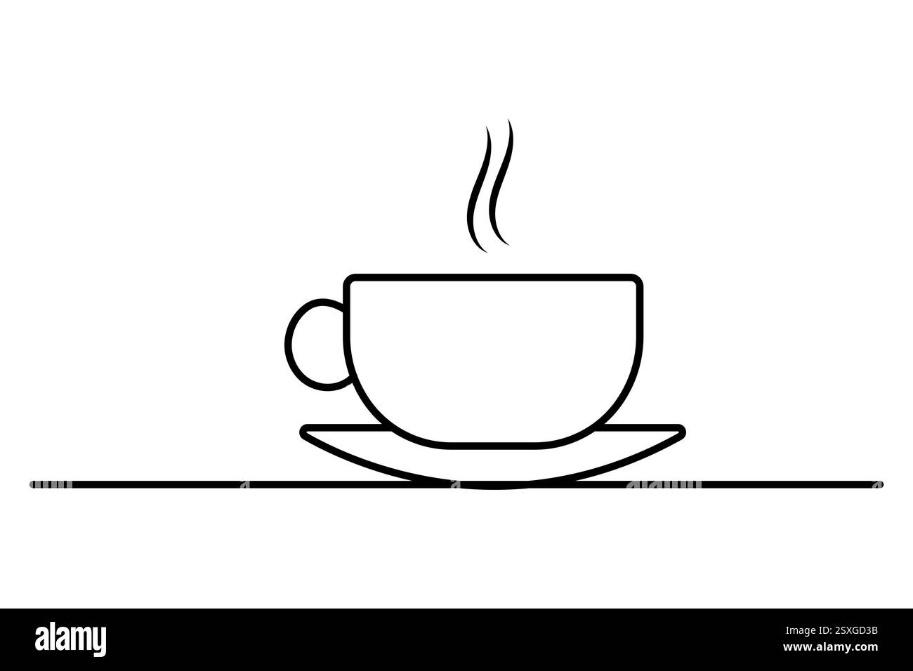 Coffee cup continuous one line art drawing of isolated outline vector ...