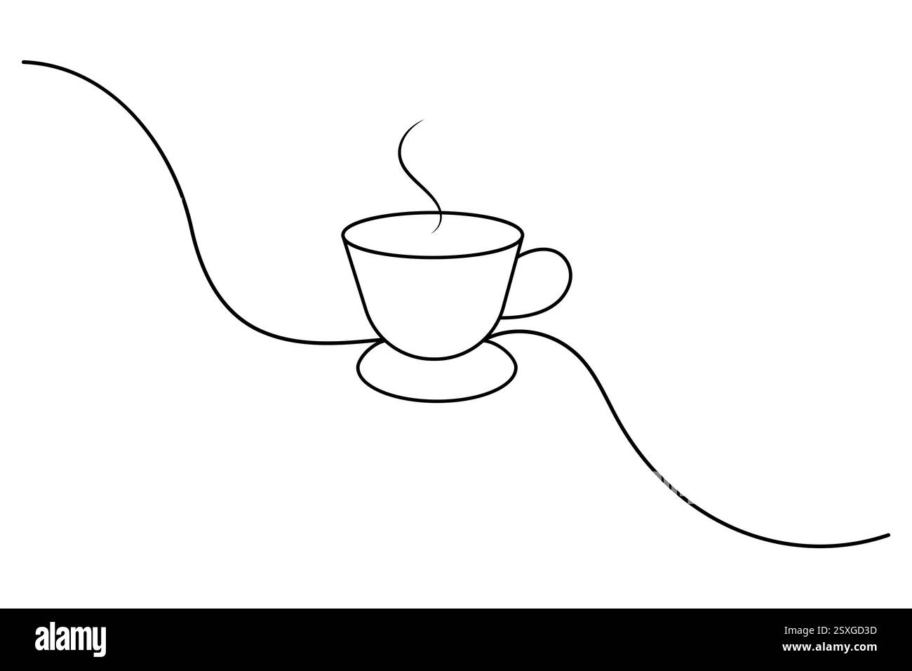 Coffee cup continuous one line art drawing of isolated outline vector ...