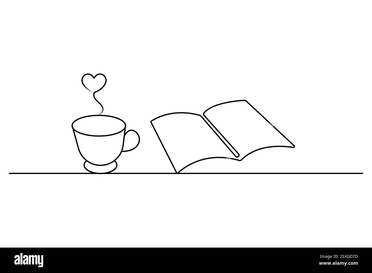 Coffee cup continuous one line art drawing of isolated outline vector ...