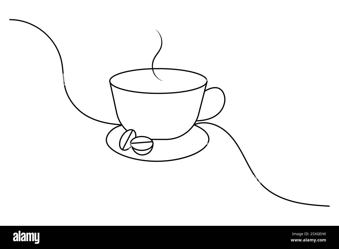 Coffee cup continuous one line art drawing of isolated outline vector ...