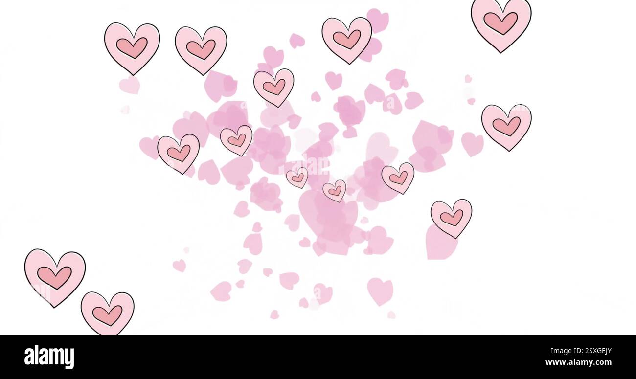 Pink hearts background white Cut Out Stock Images & Pictures - Alamy