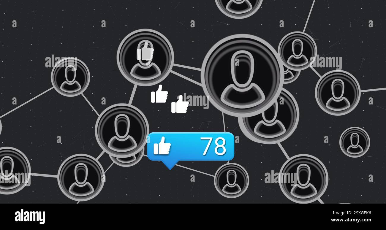 Image of network of connections with icons over media icons Stock Photo ...